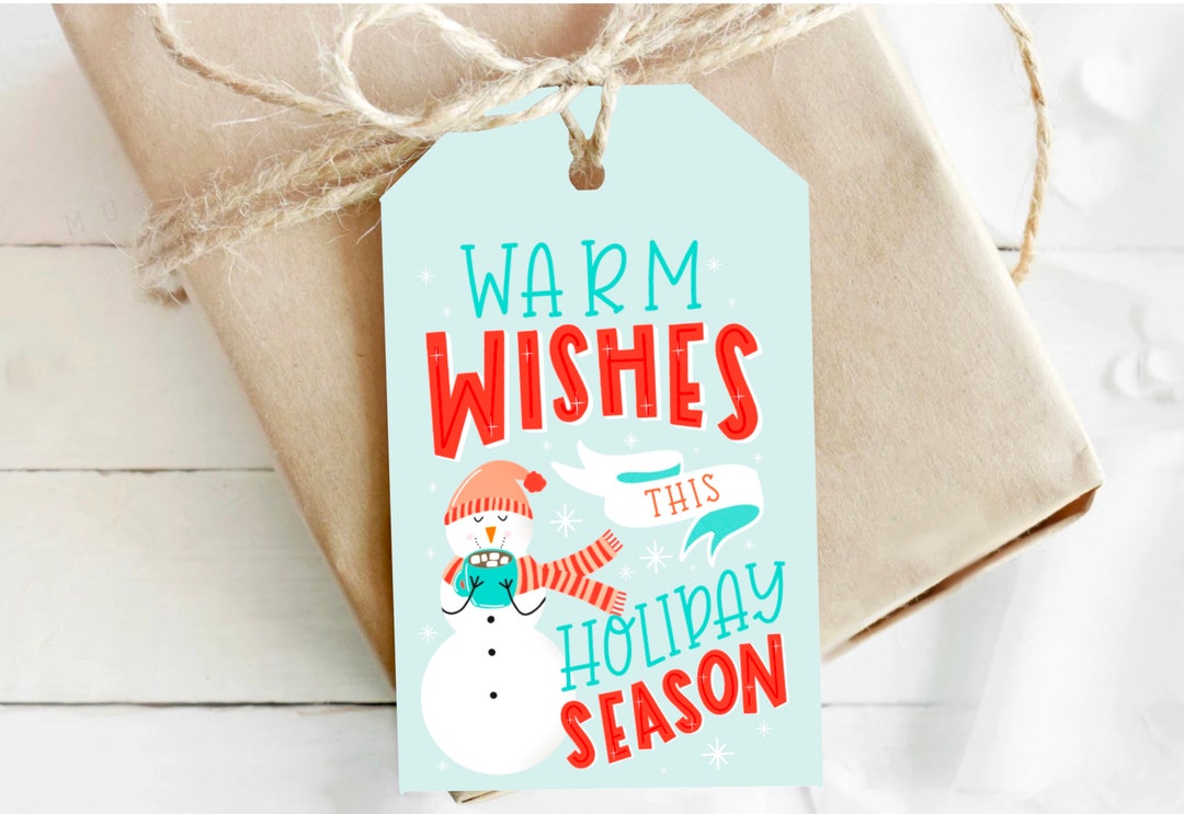 Printable Warm Wishes Gift Tag, Christmas Party, Favor, Gift Tag ...