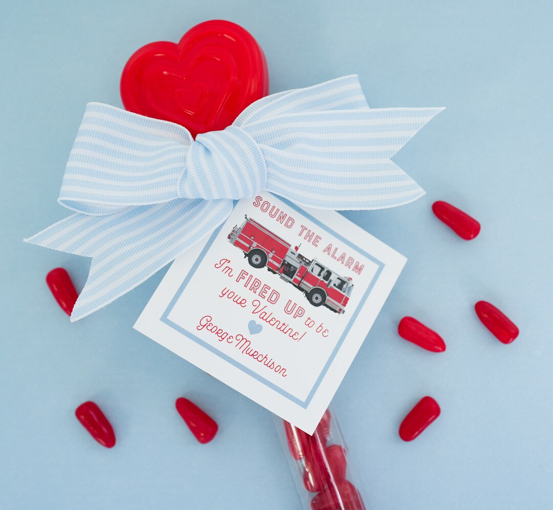DIGITAL Firetruck Fired up Personalized Valentine's - PRINTABLE PDF - Etsy