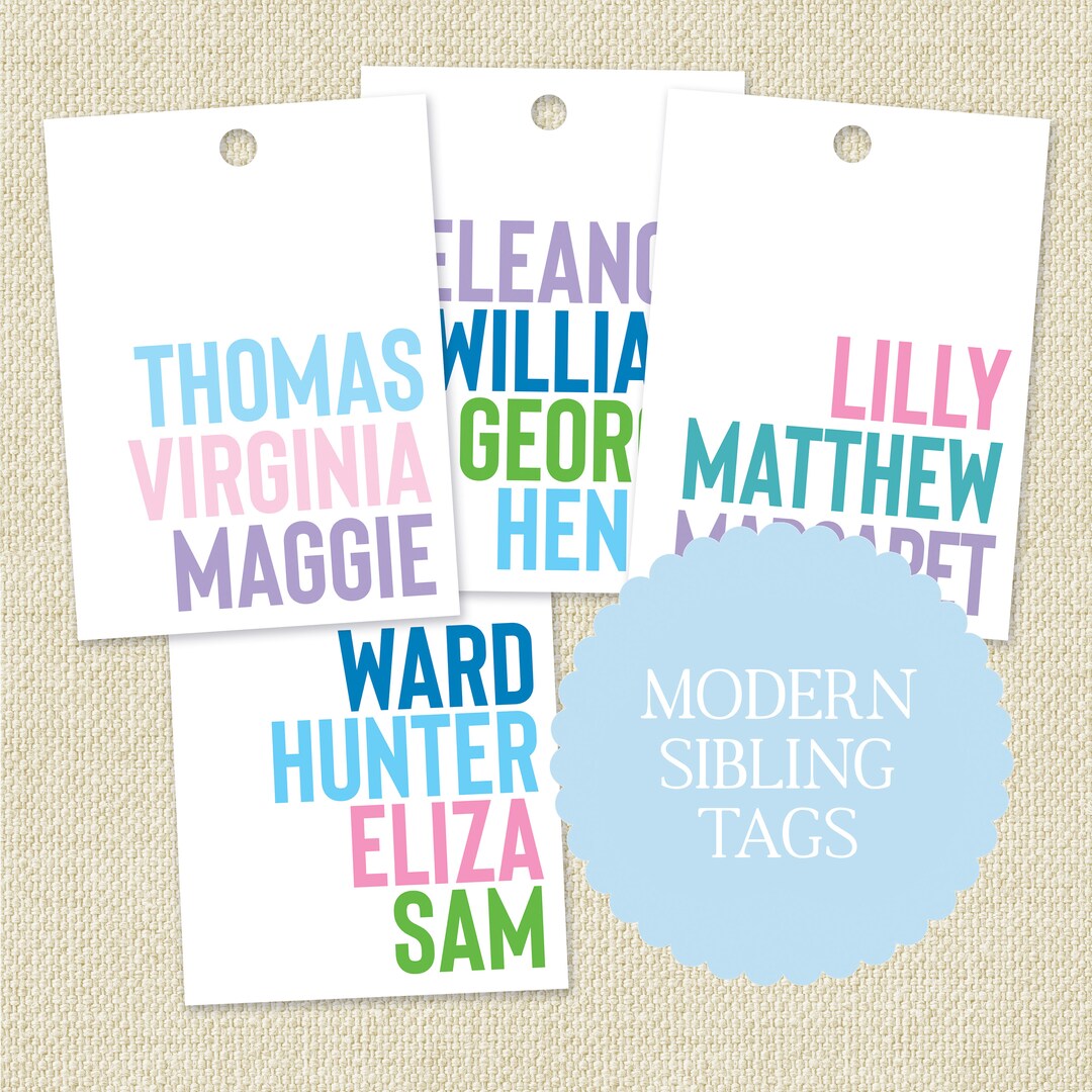 Modern Sibling Tags - Etsy