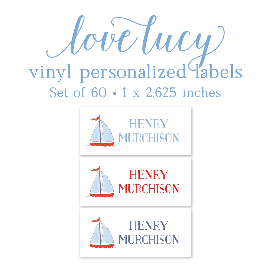 Personalized Sailboat Name Labels Quantity 60 - Etsy
