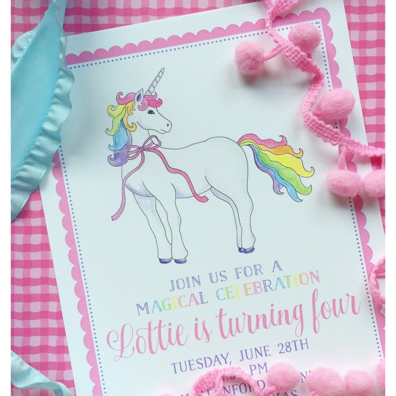 Rainbow Unicorn Invitation | Etsy