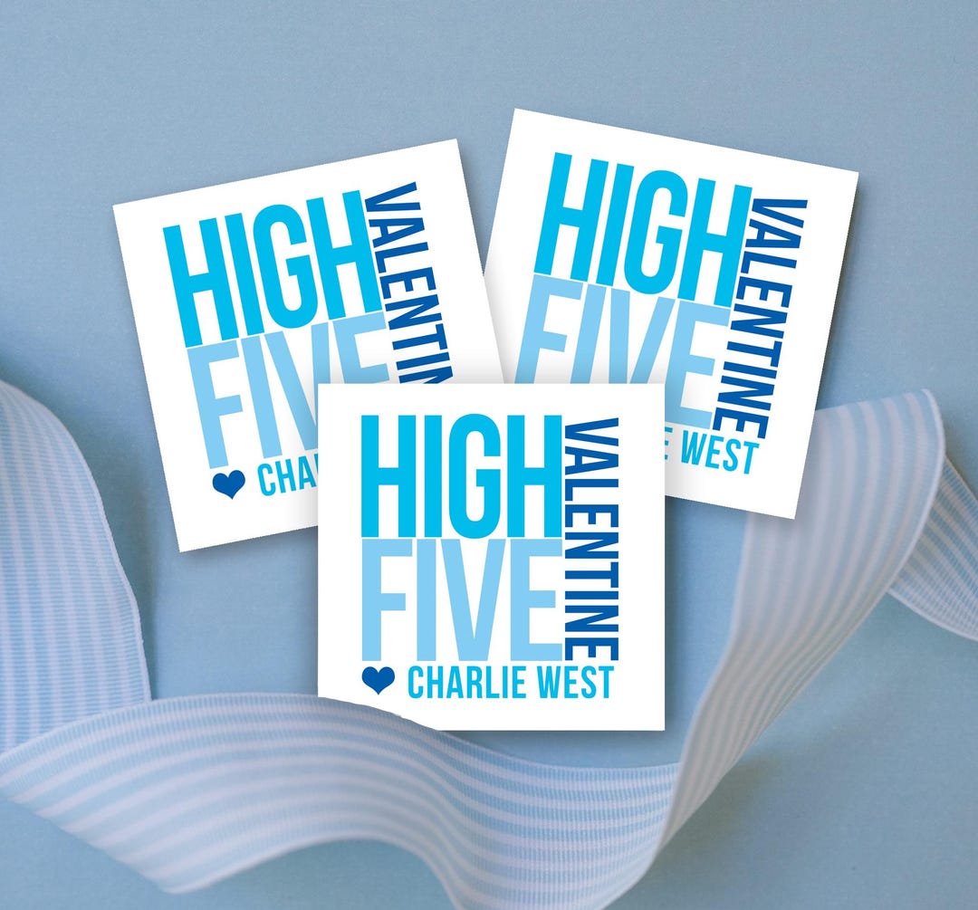 DIGITAL High Five Valentine PERSONALIZED Valentine's Tags PRINTABLE - Etsy