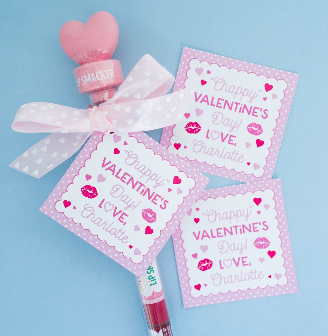 Chappy Valentines Day Lipgloss Chapstick PERSONALIZED 3 Inch Square ...