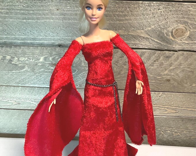 Red Stretch Panne Velvet Medieval Gown for 11.5” Fashion Doll - Etsy
