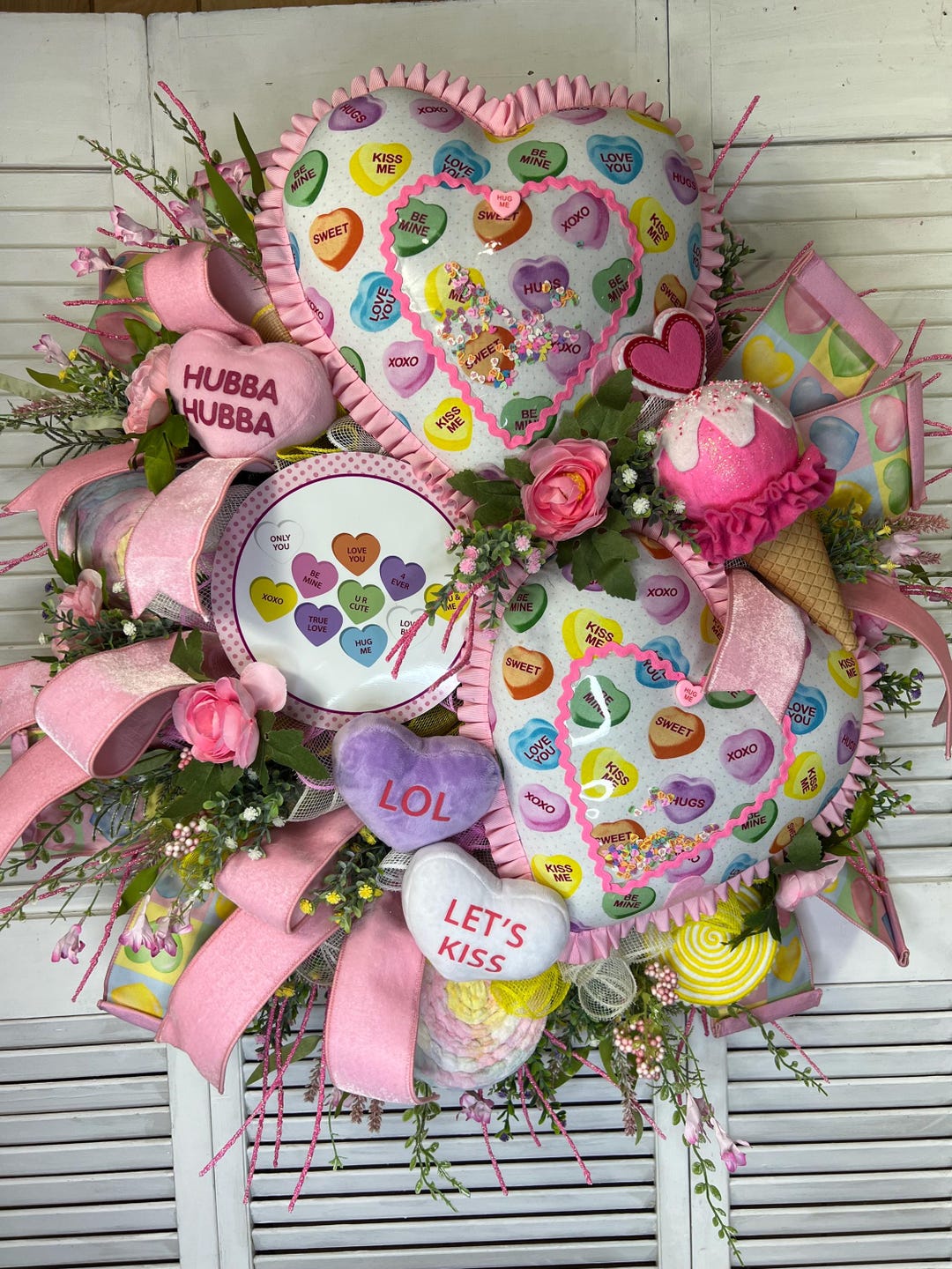 Conversation Heart Valentine Wreath / Valentine Heart Wreath / Happy ...