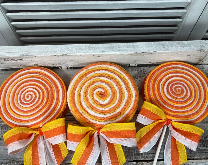Candy Corn Felt Lollipops, Halloween Lollipops, Candy Corn Lollipops ...