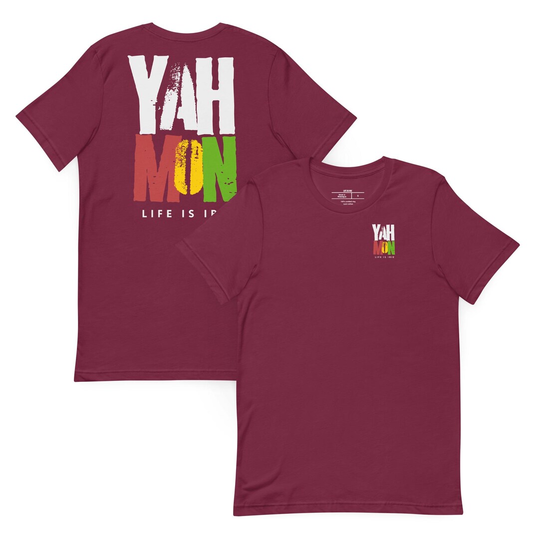 Yah Mon Burgundy, Army Green and Black T-shirt - Etsy
