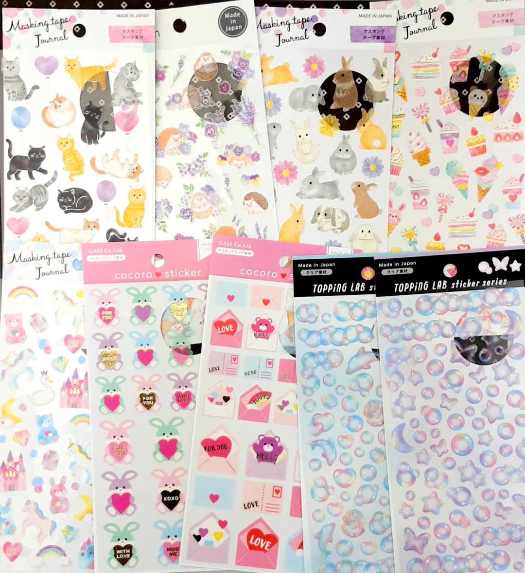 100% Made in Japan! Cute Transparent Plastic Stickers! Choose From 9 ...