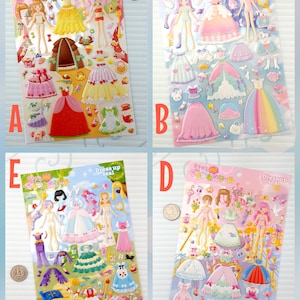 Pretty Princess Fashion Girls Dress up Puffy Pop up Stickers ! (BST-8 ...