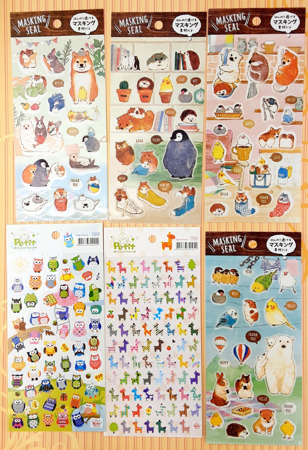 Super Cute and Kawaii Masking or Mini Animal Stickers Available in 6 ...