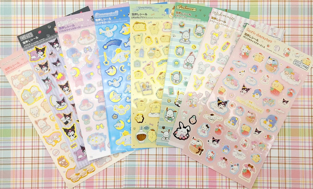 Large Sheet Kawaii Japanese Cute Characters Stickers With Gold Prints ...