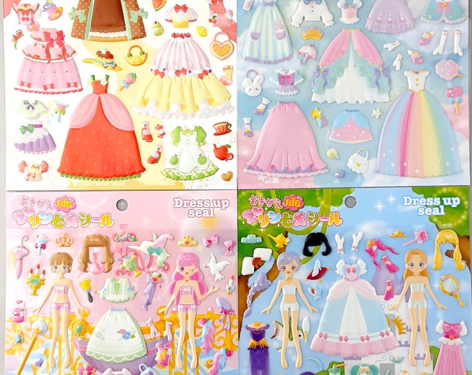 Pretty Princess Fashion Girls Dress up Puffy Pop up Stickers ! (BST-8 ...