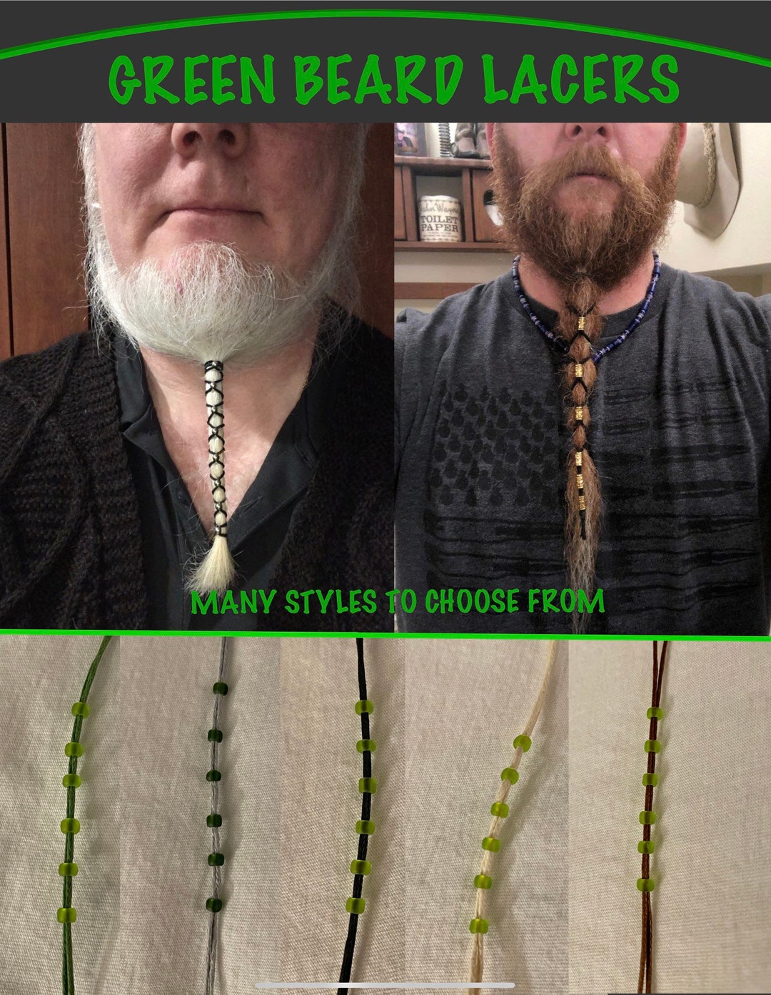 Beard Lacer - GREEN Beard Hair Accessories | Beard Tie - Etsy