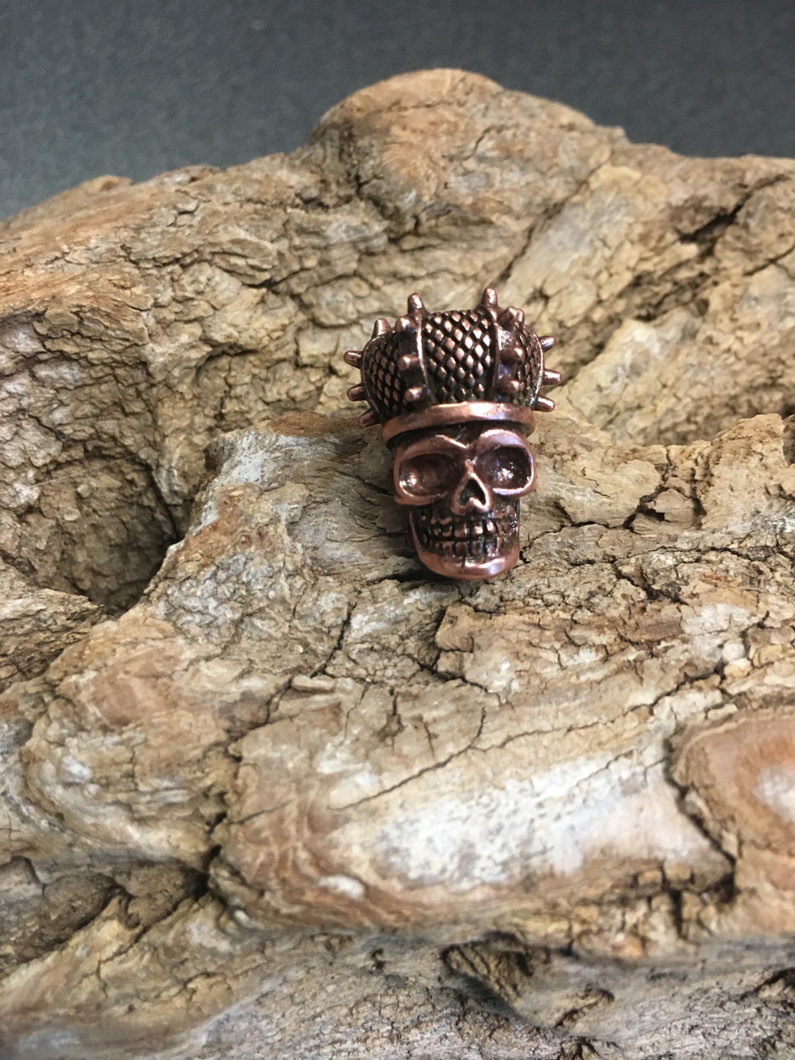 Large Hole Bead for Beards or Dreads Skeleton With Crown Silver, Copper ...