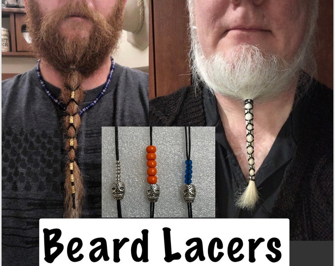 Beard Lacer, Beard Hair Tie With Silver Skull Bead: Choose Color Silver ...