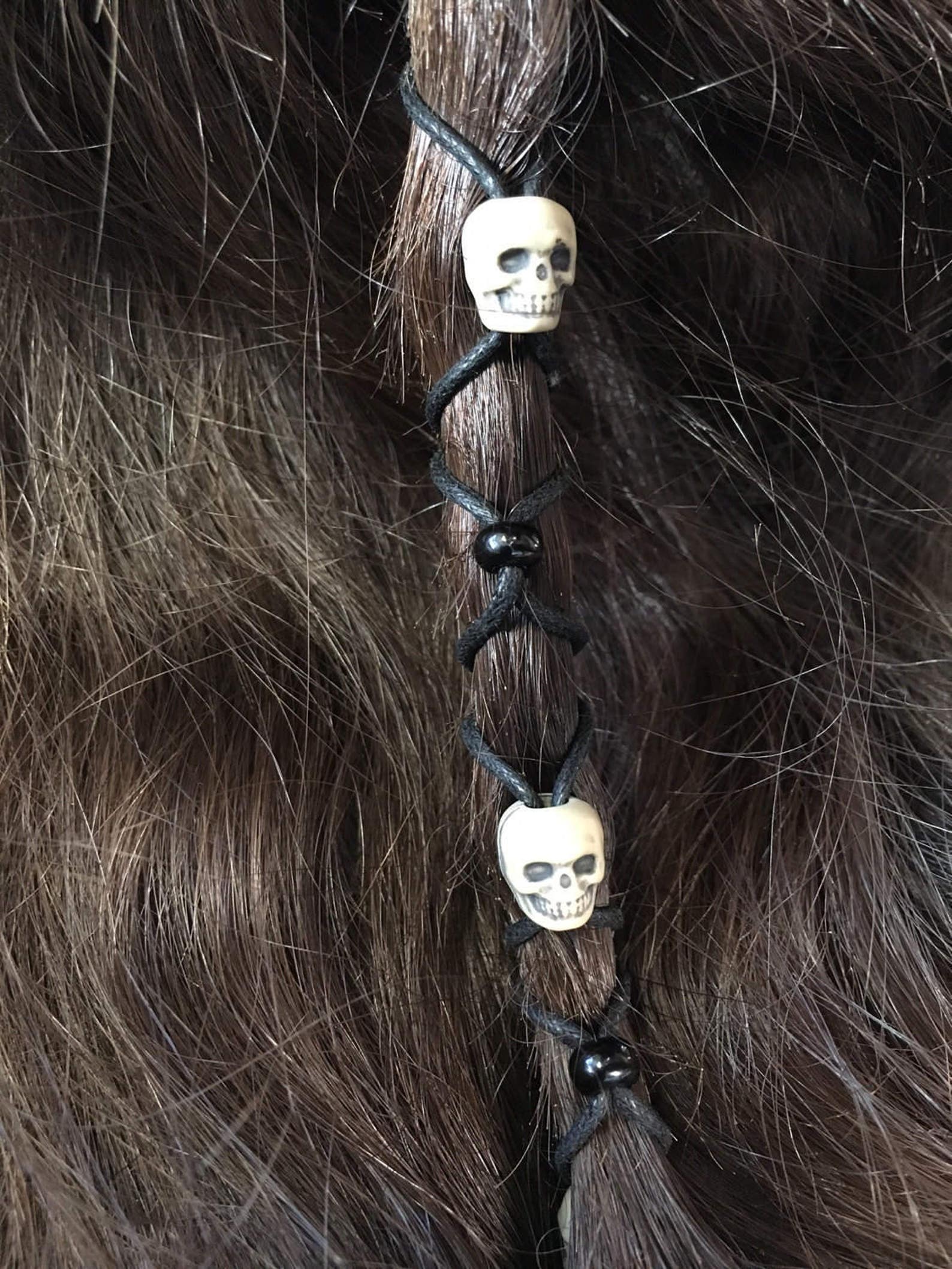 Beard Hair Lacer. Beard Accessory. Black Rope With Skulls. - Etsy