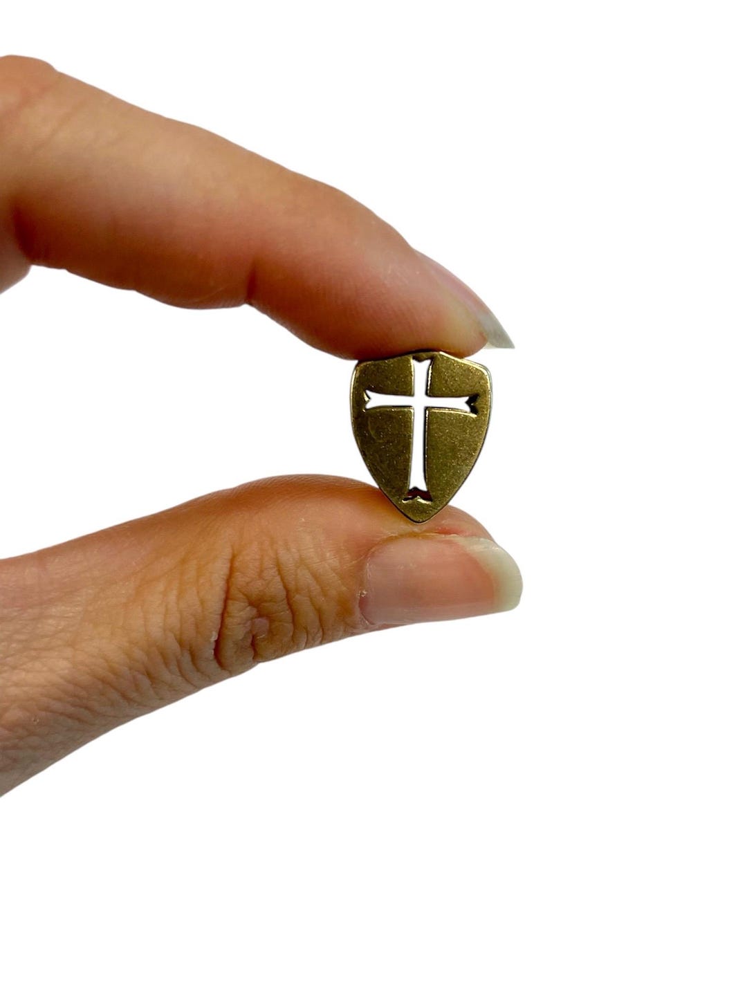 Large Hole Bead for Beards or Dreads. Shield With Cross. Gold Color ...