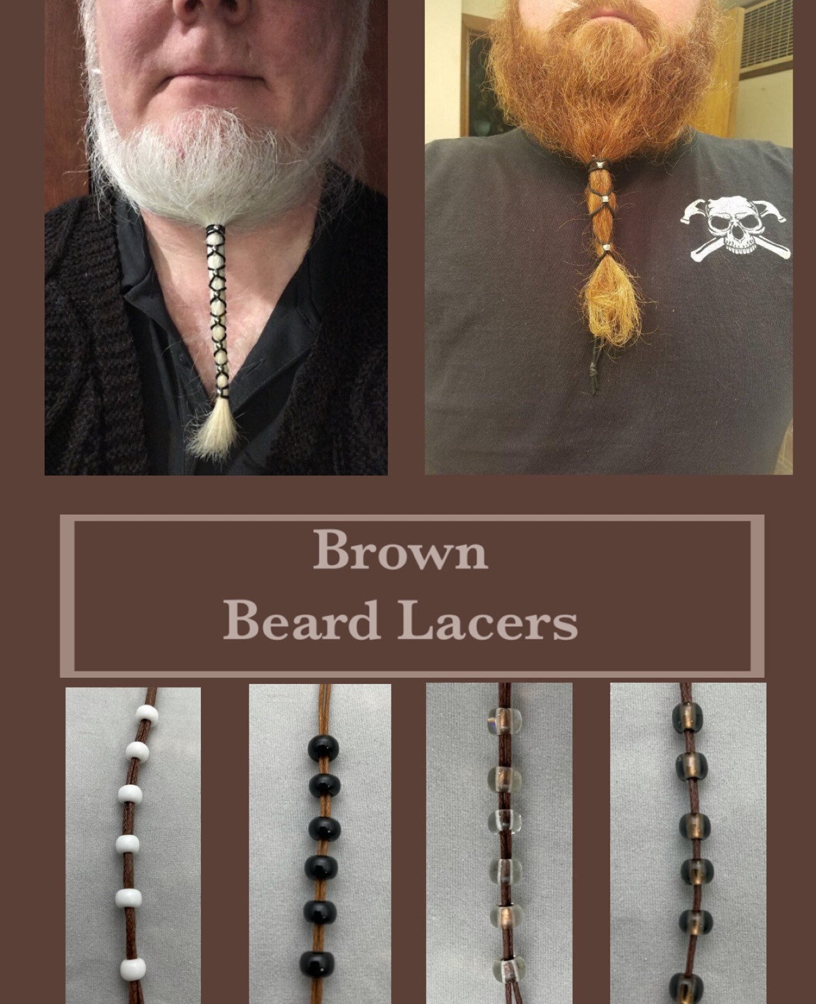 Beard Lacer BROWN Designs. You Choose. Beard Tie, Hair Tie, Dreadlock ...
