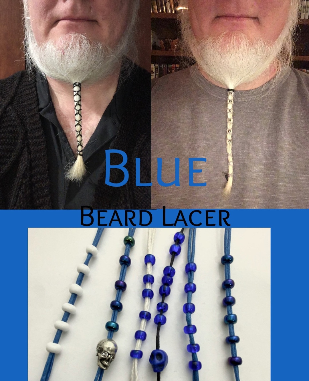 Blue Beard Lacers. Designs Will Change. Beard Accessories. - Etsy