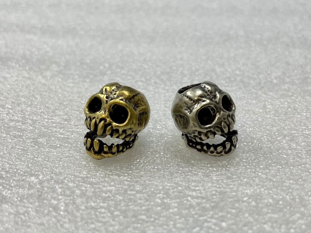 Large Hole Bead for Beards, Dreads, Paracord or Jewelry Making. Silver or Bronze Skull. Beard ...