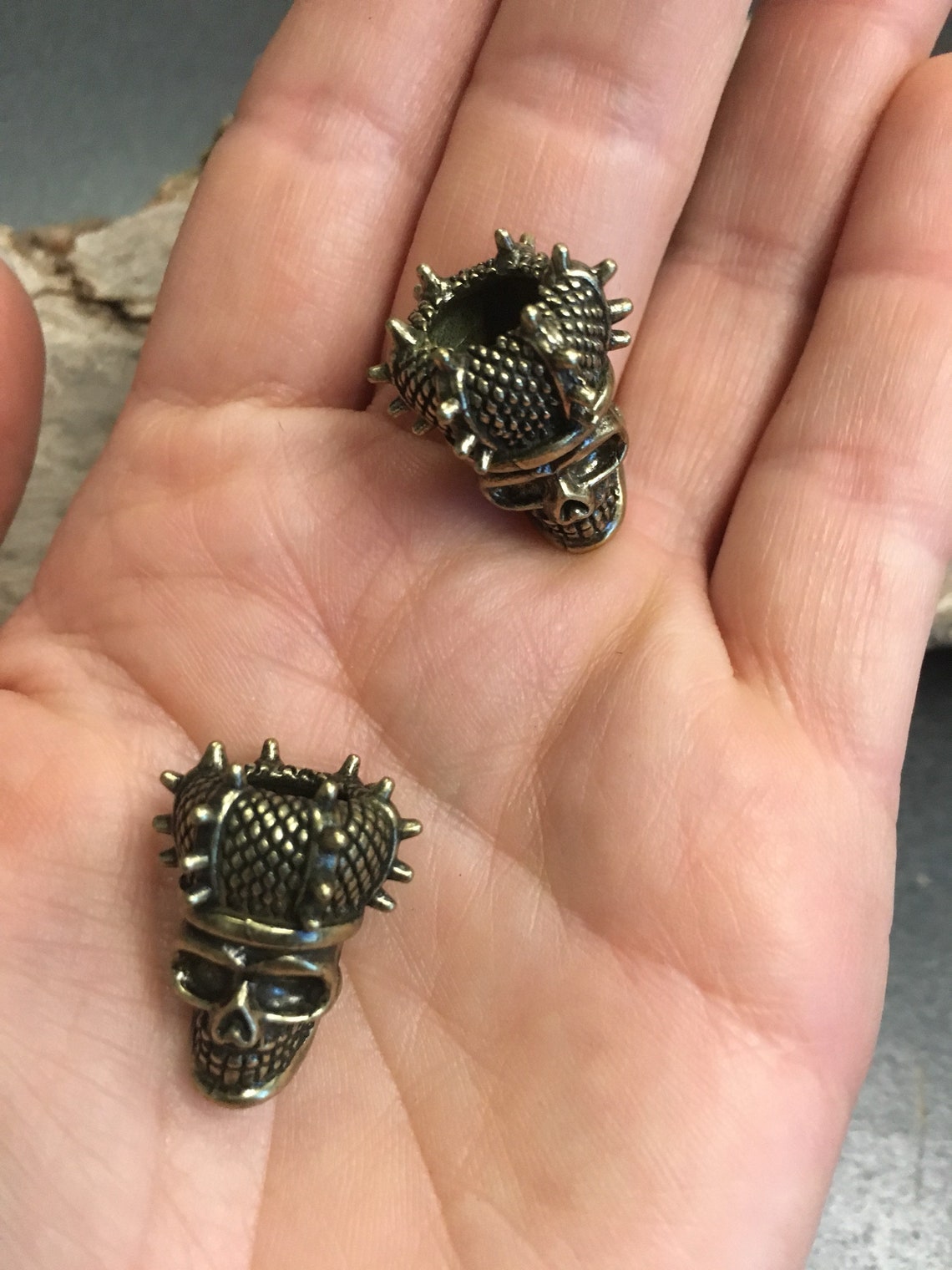 Large Hole Bead for Beards or Dreads Skeleton With Crown Silver, Copper ...