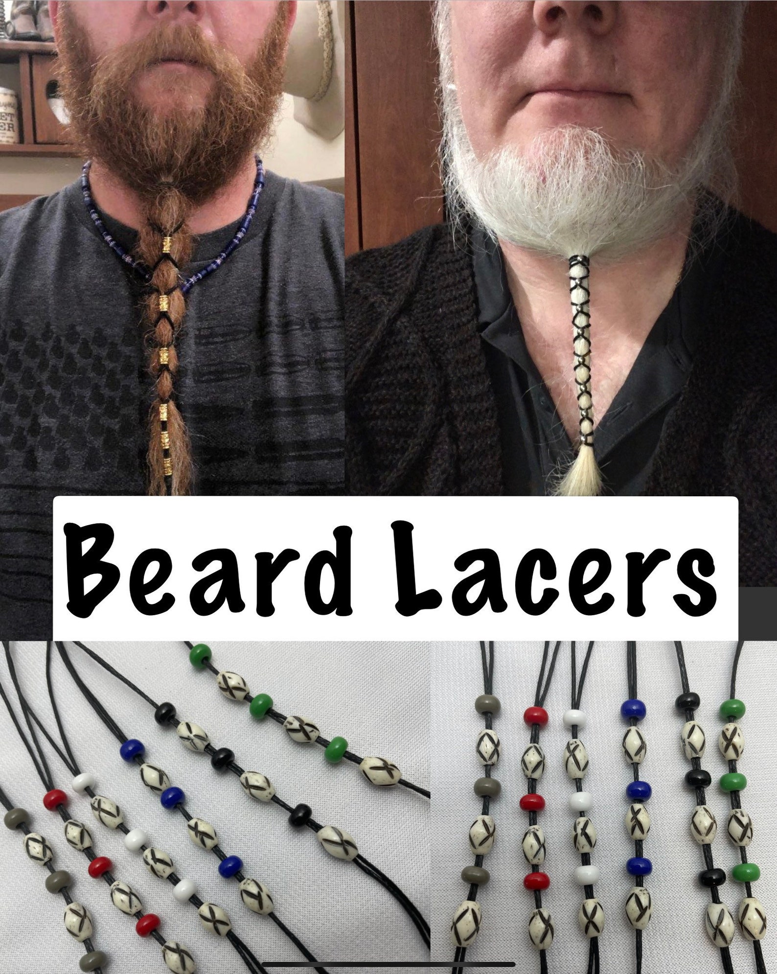 Beard Lacer Beard Accessory. Choose Bead Color: Red Blue - Etsy