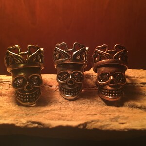 Large Hole Bead for Beards or Dreads, Skull With Crown in Silver ...