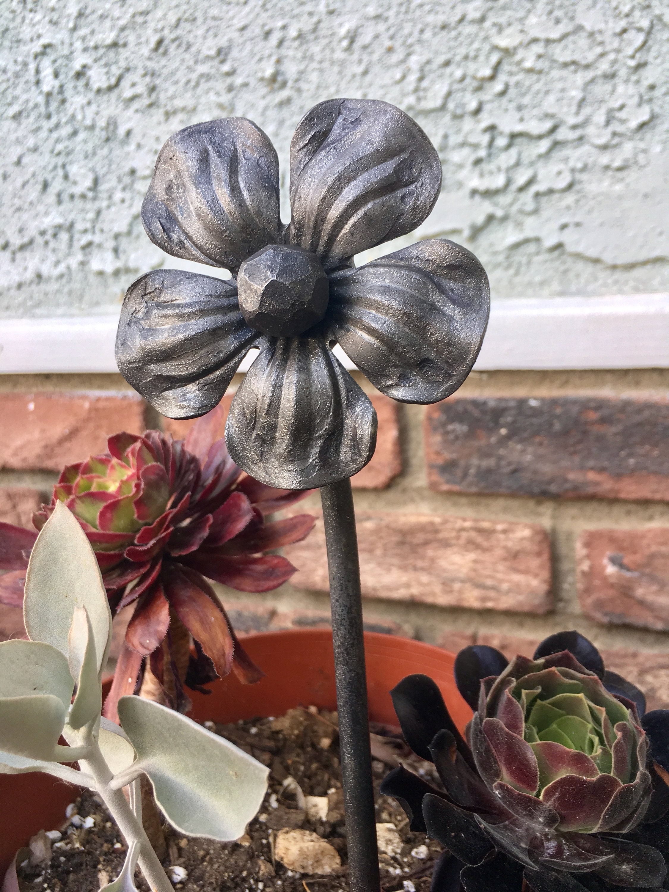 Steel Flower With Stem Indoor or Outdoor Tall Metal Flower | Etsy