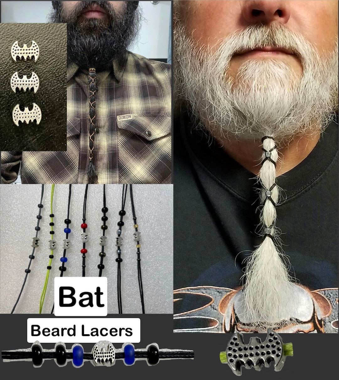 Beard Hair Lacers. Bat Style Many Designs to Choose From. Bat Beads ...