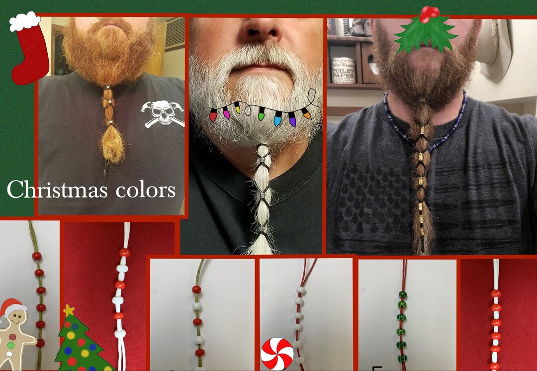 Beard Lacers. Festive Christmas Red and Green Styles for Tying up Your ...