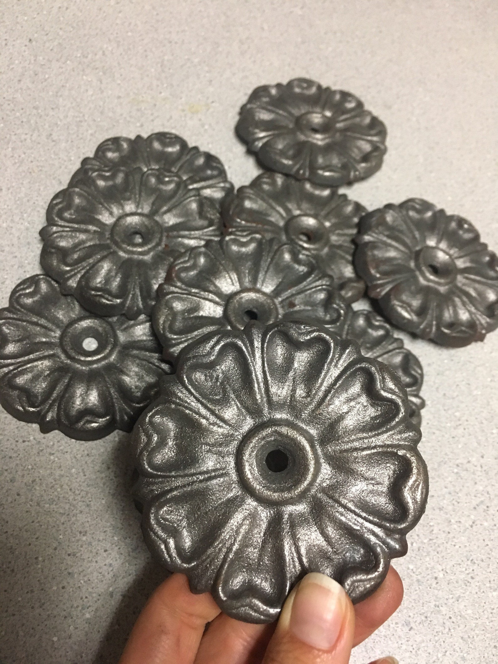 Metal Flower, Cast Steel Flower, Round Petals 3.5" Diameter Round 1/4 ...