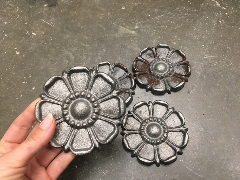 Metal Flower, Cast Iron Flower, Round Petals 4" Diameter Round 4 Inch ...