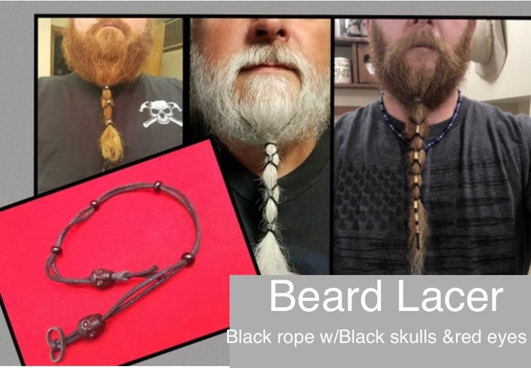 Beard Lacer. Black Rope With Black Skull Bead With Red Eyes. Beard ...