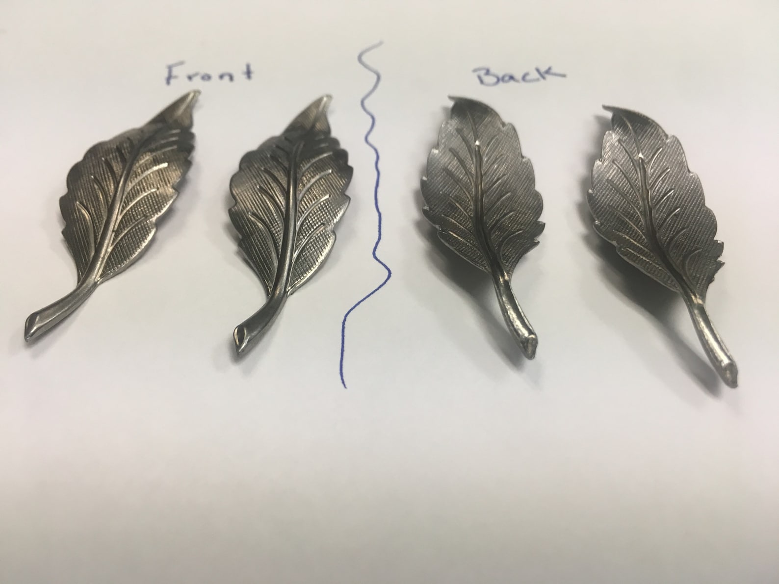 Set of Metal Leaves (2 Leaves) 2 Inch Curved Steel Leaves Embellishment ...