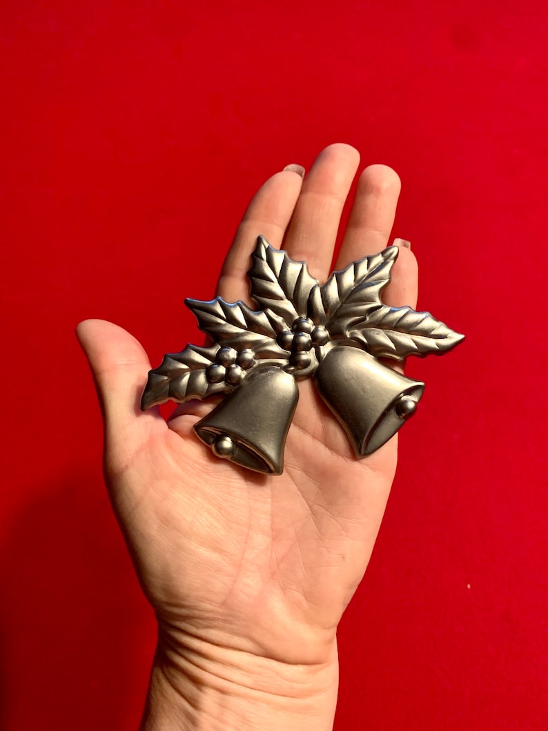 Metal Silver Bells Holly Bells Holiday Christmas Decorations - Etsy