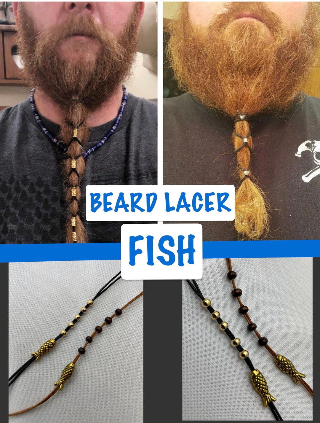 Beard Lacer With Fish. Choose Which Style. Dread Locks, Hair, Beard. - Etsy