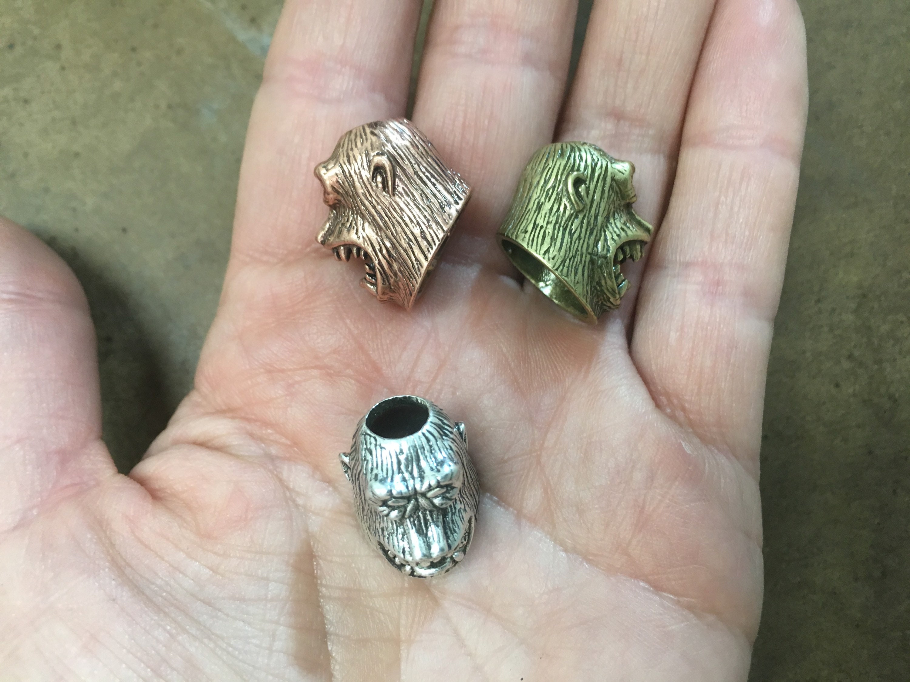Bead for Beards or Dreads Ape Gorilla Head Silver, Copper or Bronze ...