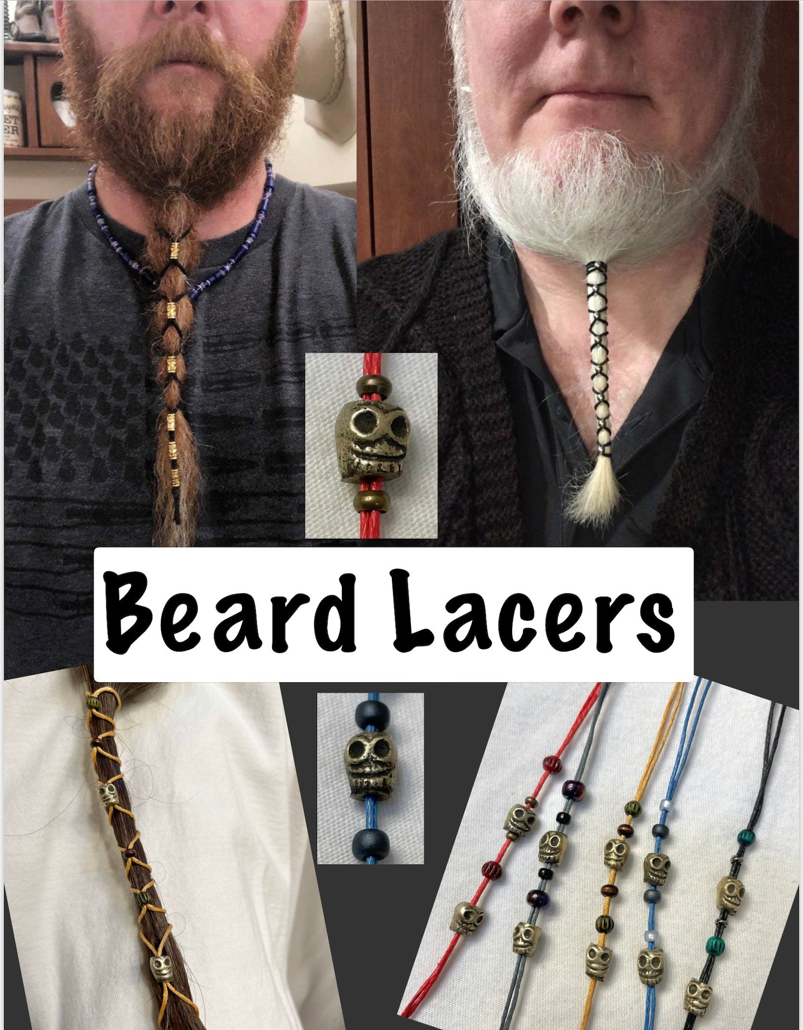Beard Lacer, Beard Hair Tie With Heavy Metal Skull: Choose Color - Etsy