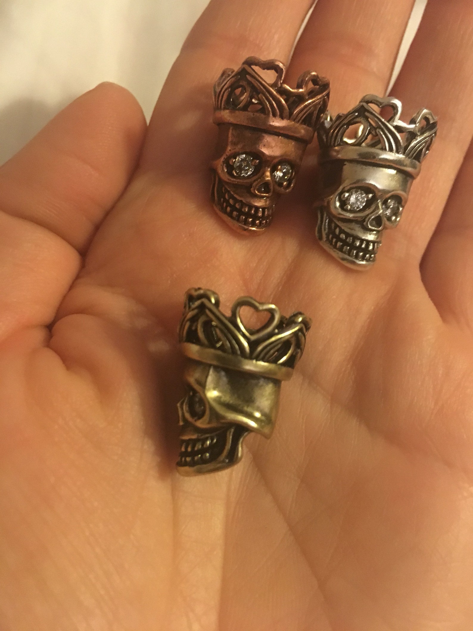 Large Hole Bead for Beards or Dreads Skull With Crown in | Etsy