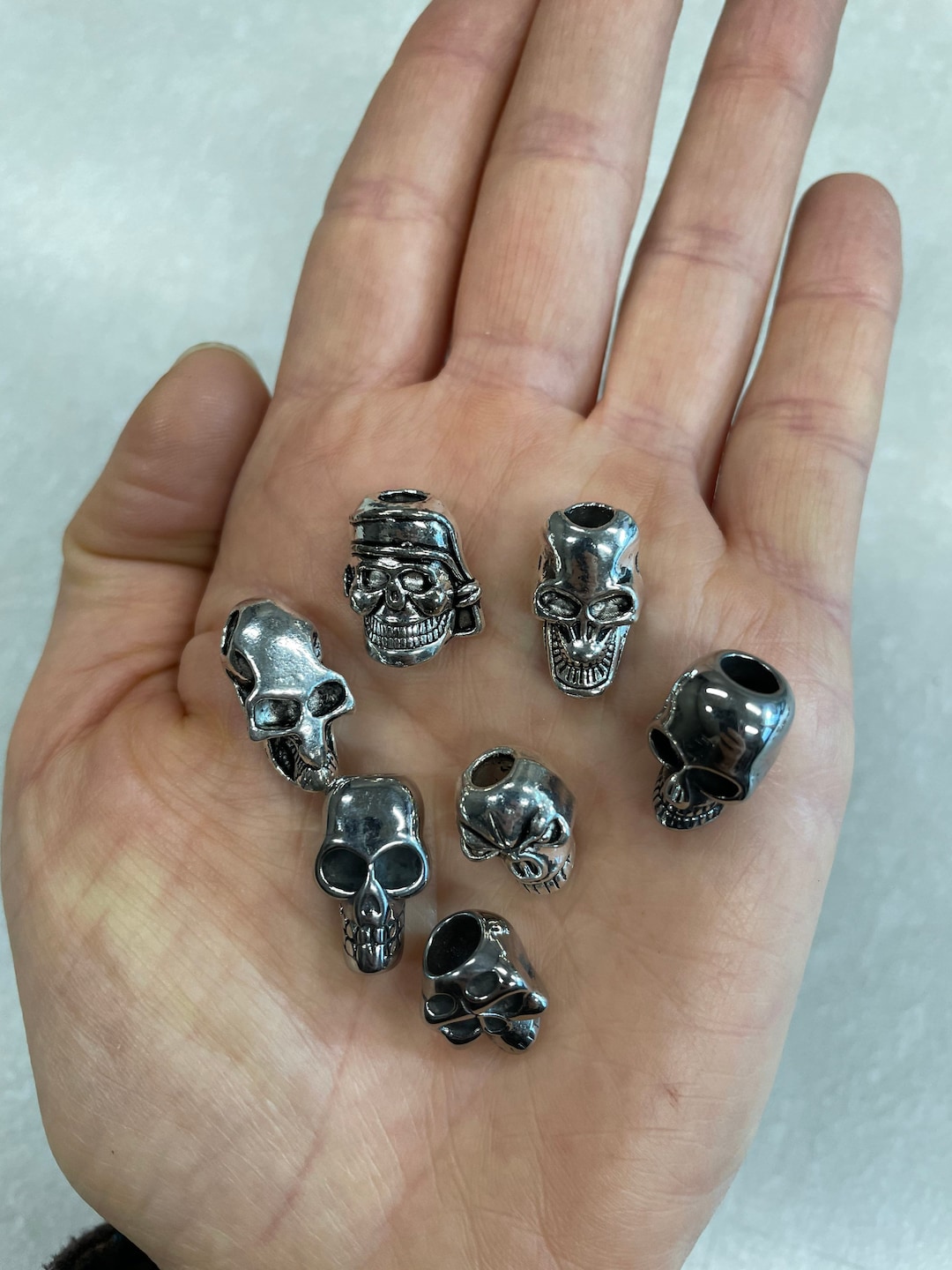 Beads for Beards Variety of Skull Designs Beard Beads. Large Hole Metal ...