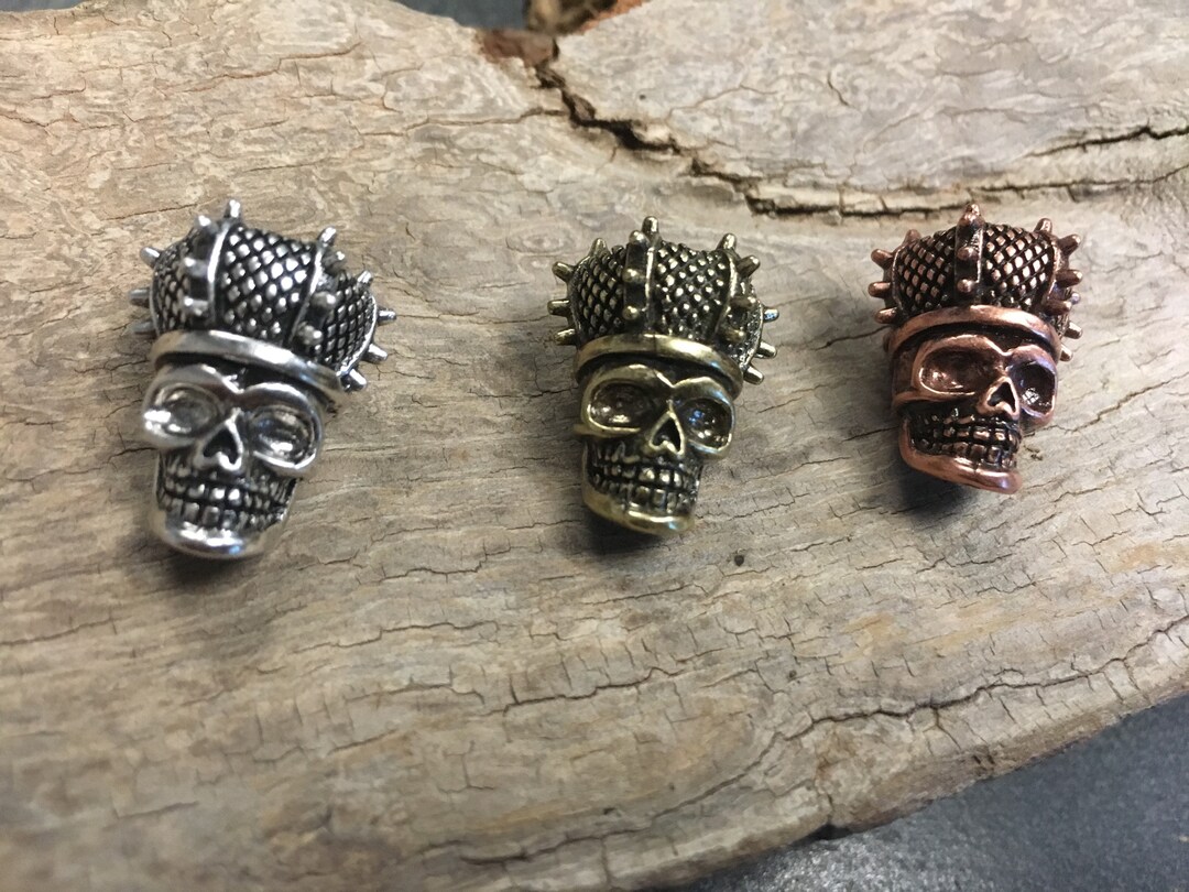 Large Hole Bead for Beards or Dreads Skeleton With Crown Silver, Copper ...