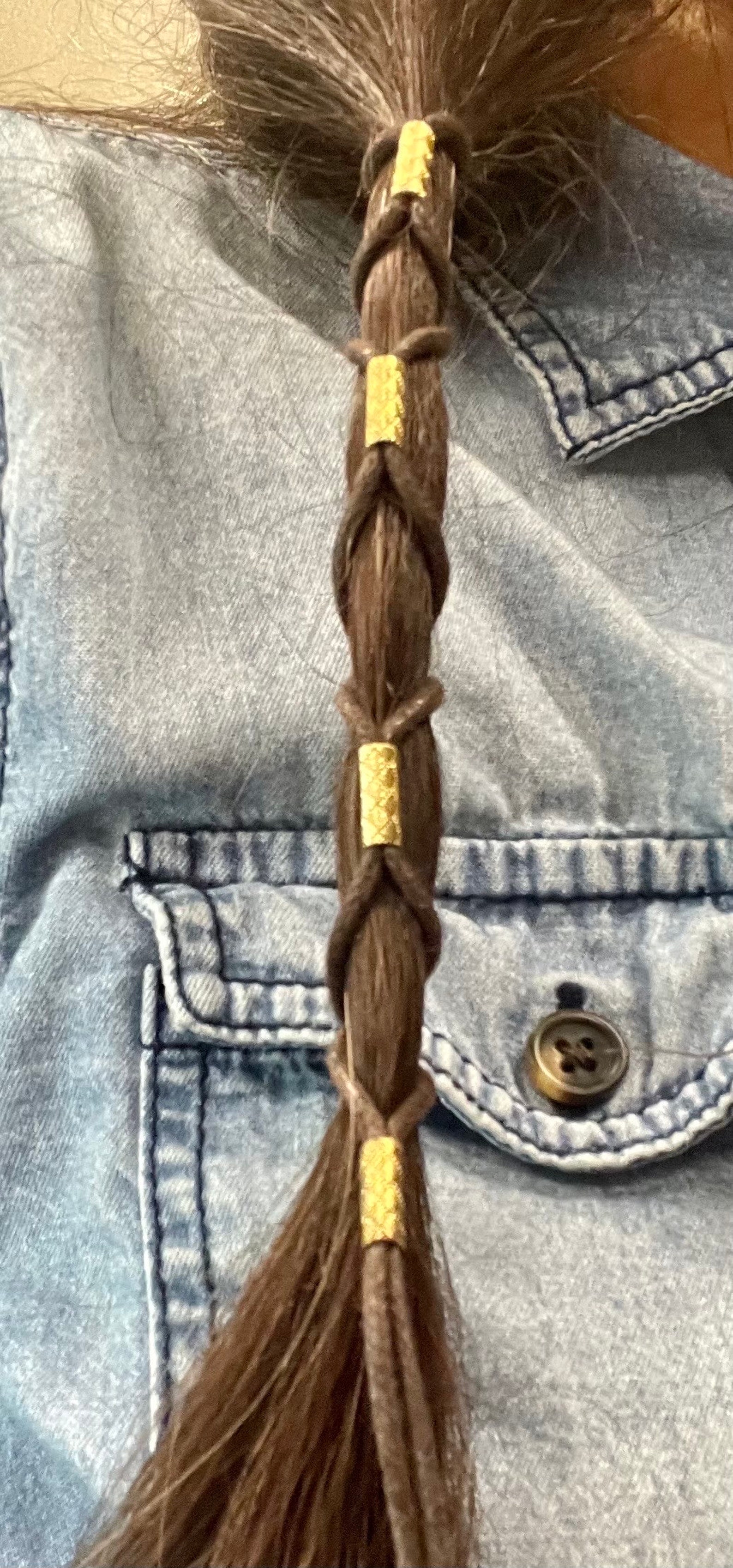 Mens Beard Lacer. Brown Rope With Gold or Brass Color Beads. Beard Hair ...