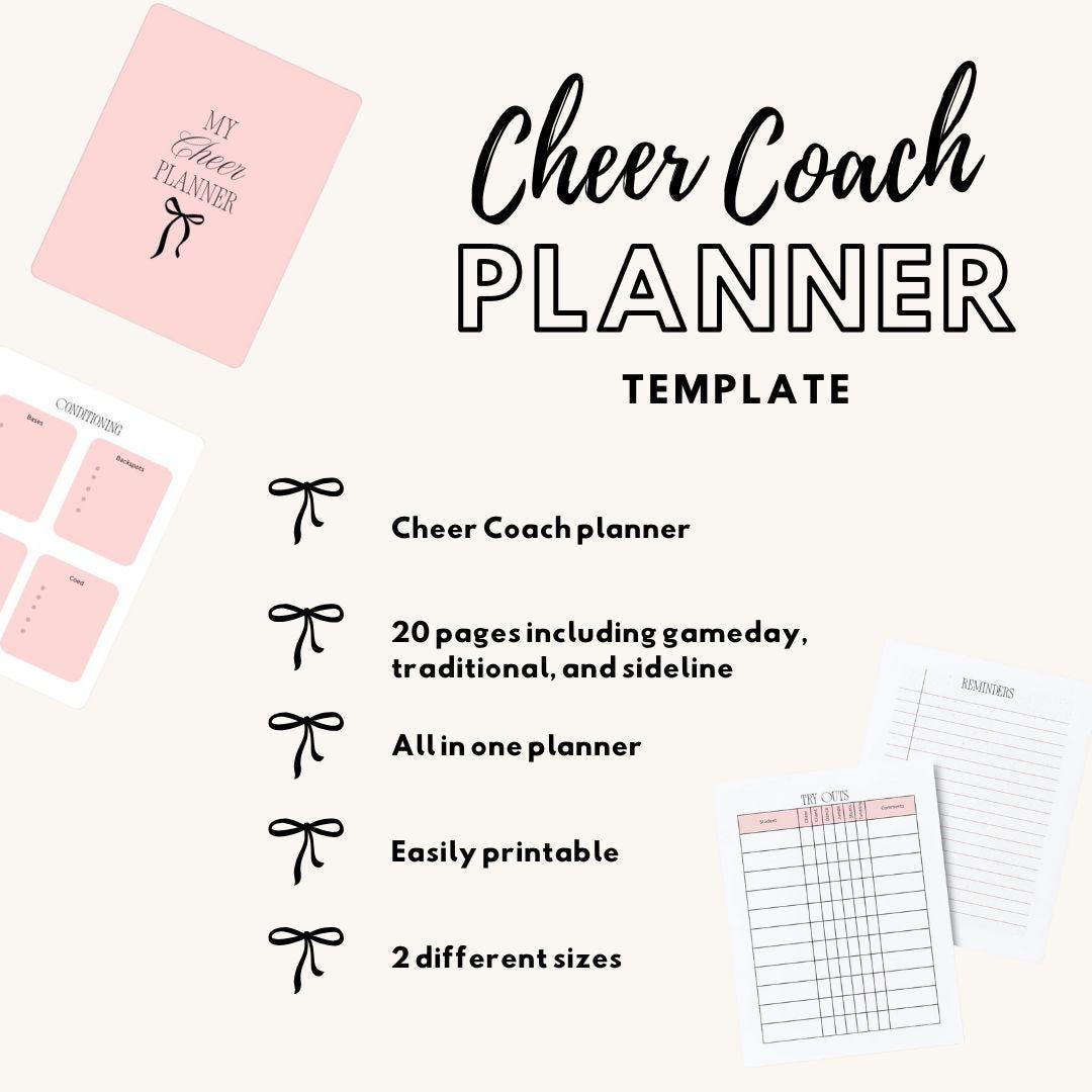 Cheer Coach Planner - 20 Page Digital Template - Season Planner, Roster ...