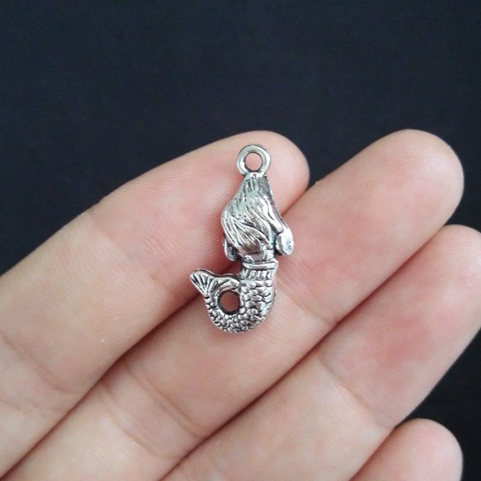 10 Antique Silver Mermaid Charms Pendants 23 X 12mm BA49 | Etsy