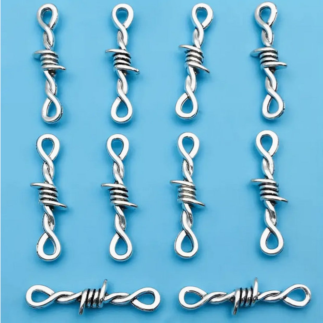 10x Barbed Wire Connector Charms, Double Sided Necklace, Bracelet Links ...