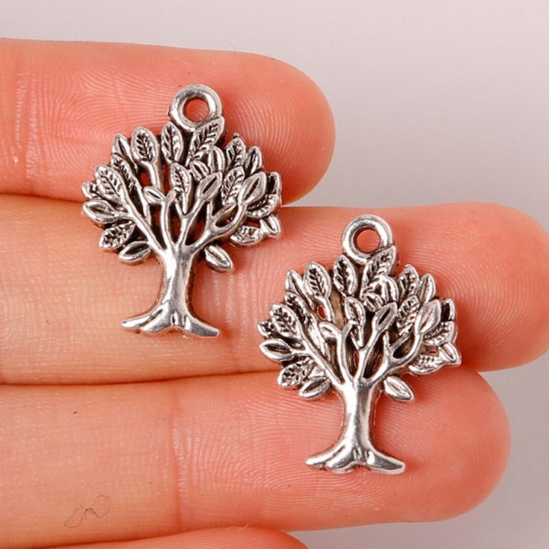 10 Antique Silver Tree Charms Pendants 22x17mm - Etsy