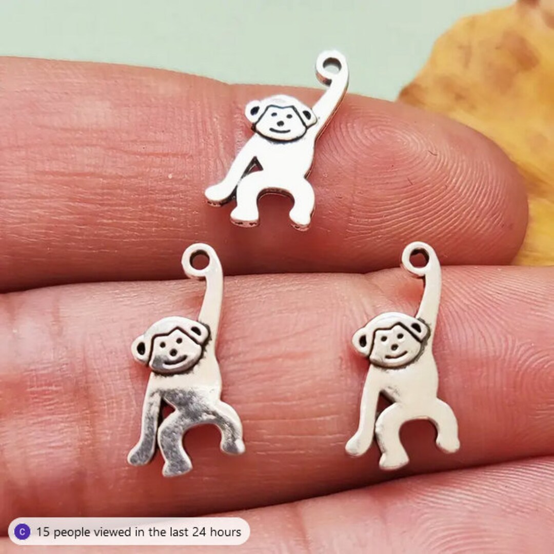 10 Antique Silver Color Monkey Charms Pendants. 16x8mm BA 51 - Etsy