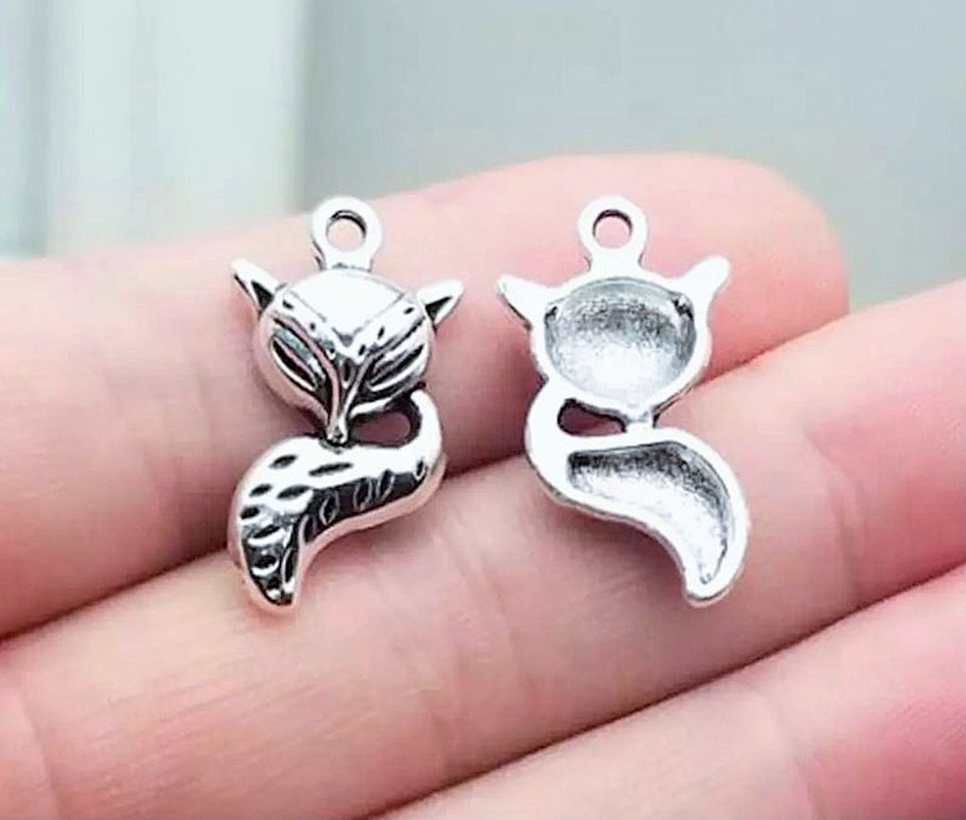 10x Antique Silver Plated Fox Charms Pendants 24 X 13mm - Etsy