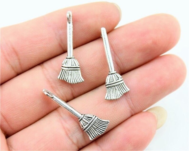 10 Antique Silver Besom/broom Charms Pendants 27 X 10mm - Etsy
