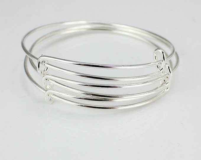 SALE - 5 Pcs Silver Expandable Bangle, Adjustable Charm Bracelet ...